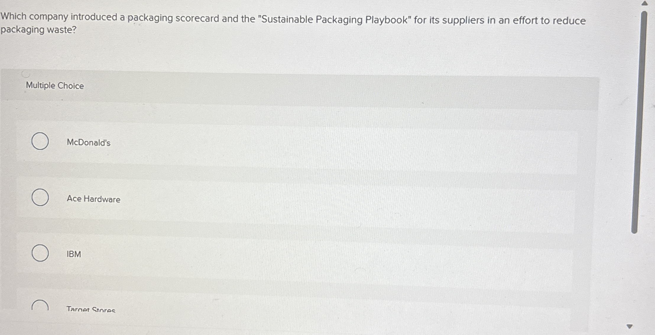 Solved Which company introduced a packaging scorecard and | Chegg.com