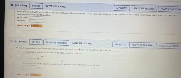 Solved 12. [-/2 Points) DETAILS KATZPSEF1 2.P.063 MY NOTES | Chegg.com Solved 12. [-/2 Points) DETAILS KATZPSEF1 2.P.063 MY NOTES | Chegg.com