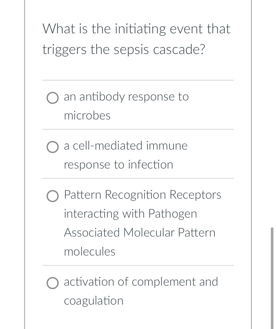 Solved What is the initiating event that triggers the sepsis | Chegg.com