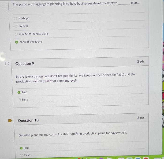 Solved The purpose of aggregate planning is to help | Chegg.com