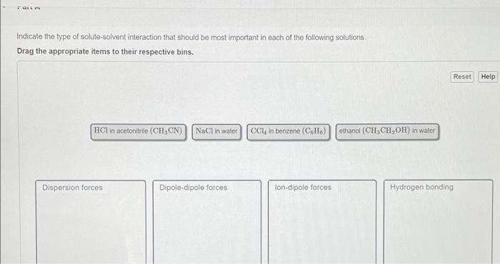 Solved FOIL Indicate the type of solute-solvent interaction | Chegg.com