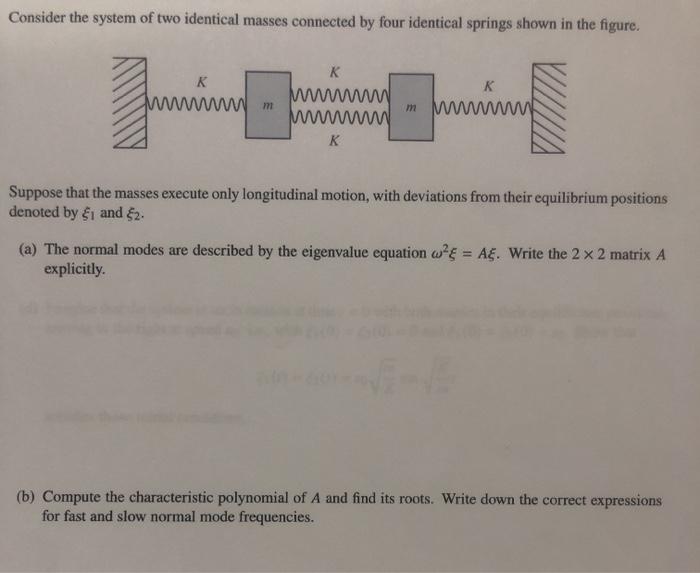 Solved Consider the system of two identical masses connected | Chegg.com
