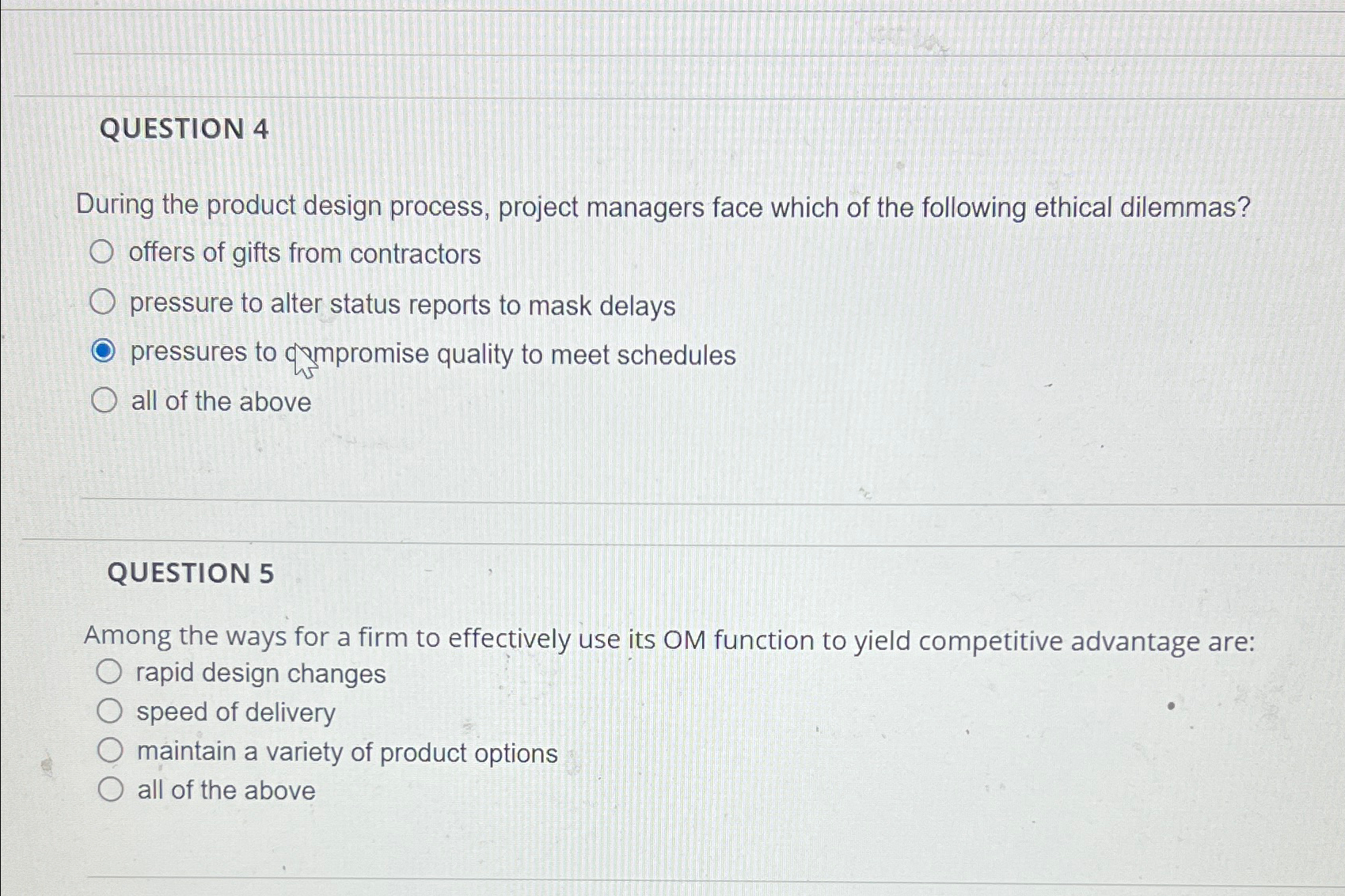 Solved QUESTION 4During the product design process, project | Chegg.com