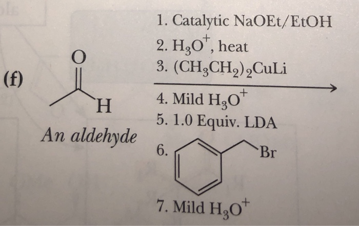 Solved 1. Catalytic NaOEt/EtOH 2. H2O', heat 3. | Chegg.com