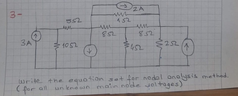 Solved Write the equation set for nodal analysis method. | Chegg.com
