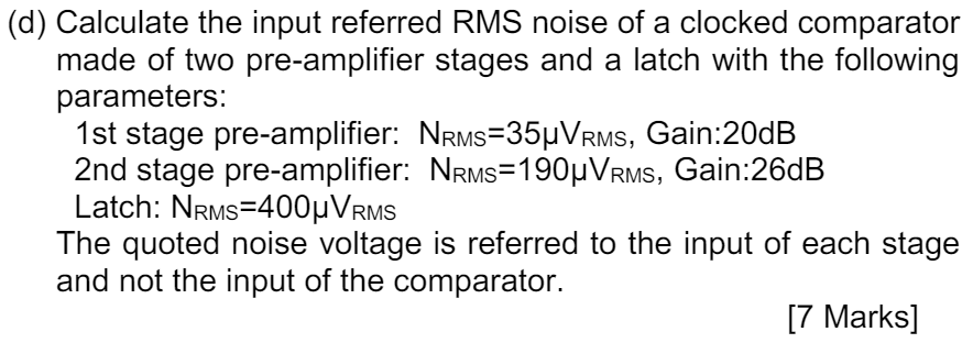 Solved Calculate the input referred RMS noise of a clocked | Chegg.com