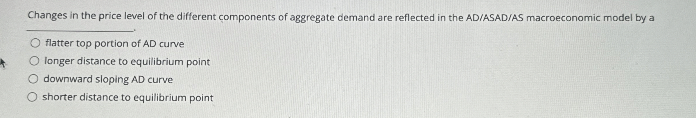 Solved Changes in the price level of the different | Chegg.com