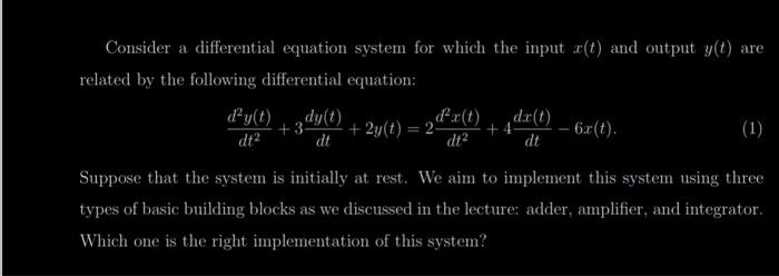 Solved Consider a differential equation system for which the | Chegg.com