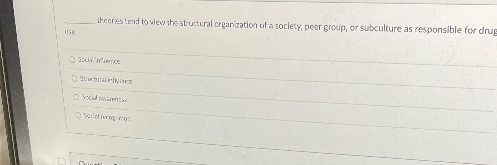 Solved theories tend to view the structural organization of | Chegg.com