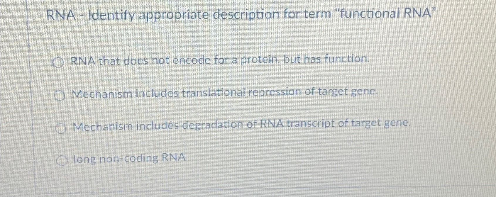 Solved RNA - ﻿Identify appropriate description for term | Chegg.com