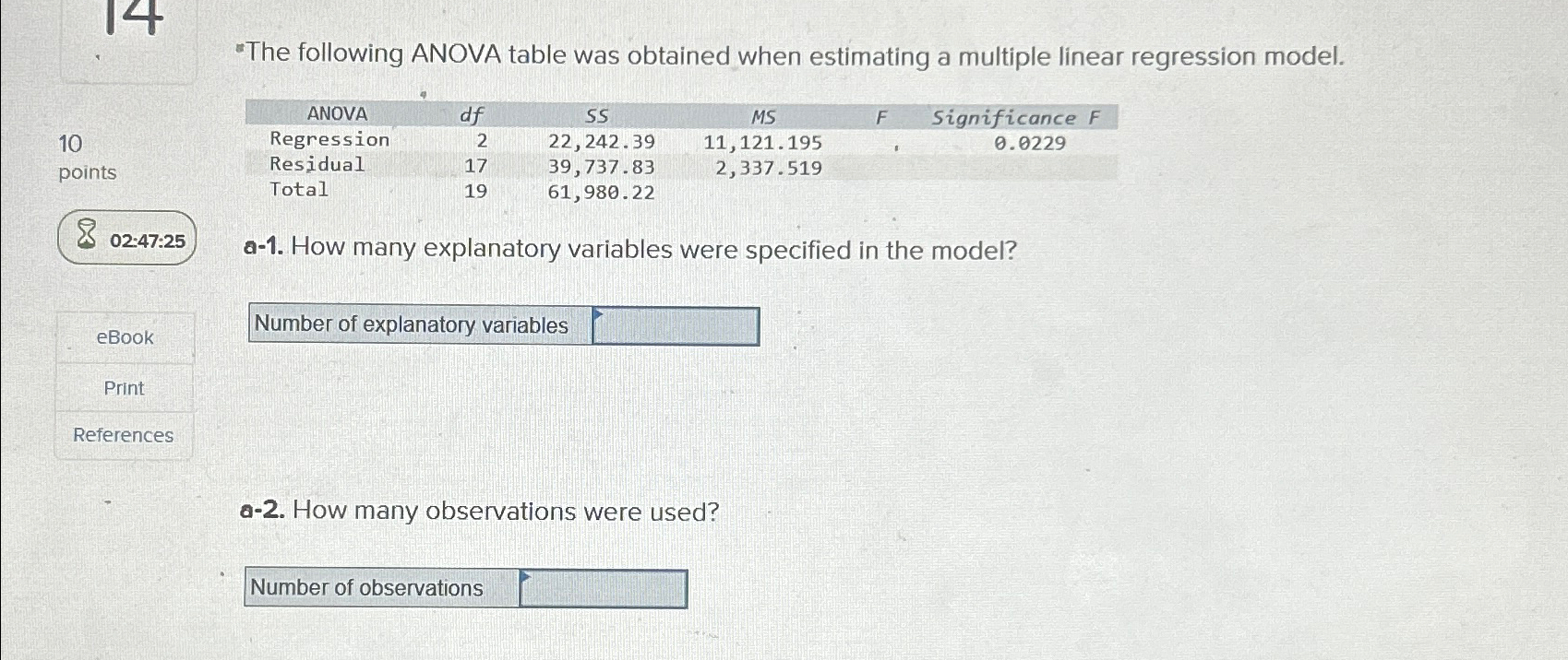 Solved "The following ANOVA table was obtained when | Chegg.com