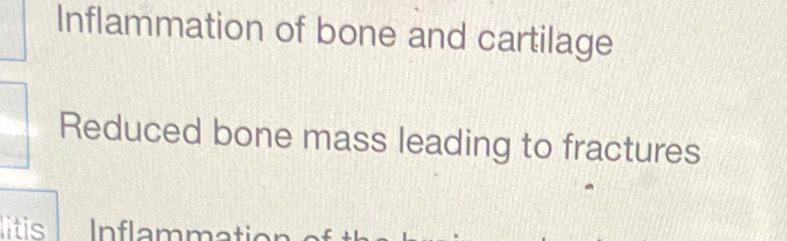 Solved Inflammation of bone and cartilageReduced bone mass | Chegg.com