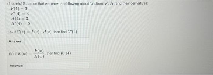Solved ( 2 points) Let f(x)=−5x3lnx Find each of the | Chegg.com