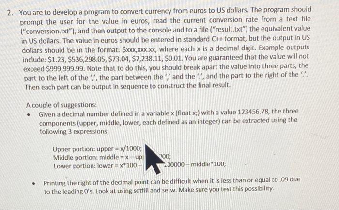 Solved You are to develop a program to convert currency from | Chegg.com