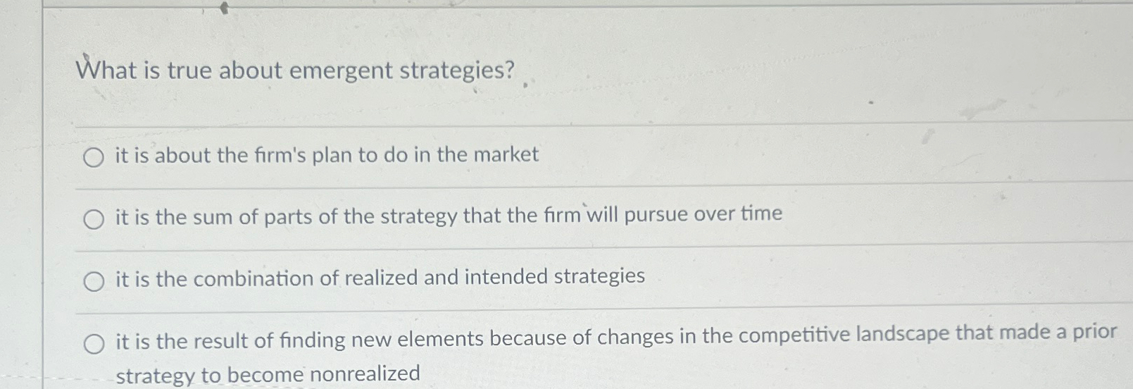 Solved What is true about emergent strategies?it is about | Chegg.com