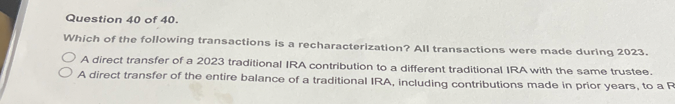 Solved Question 40 ﻿of 40.Which of the following | Chegg.com