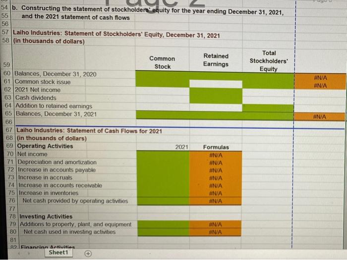 Solved Excel Activity: Financial Statements, Cash Flow, and | Chegg.com
