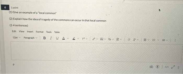 Solved (1) Give an example of a "local common" (2) Explain | Chegg.com