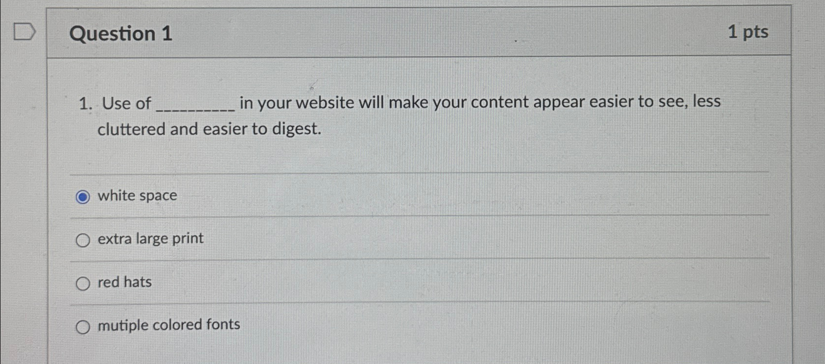 Solved Question 11ptsUse of ﻿in your website will make | Chegg.com