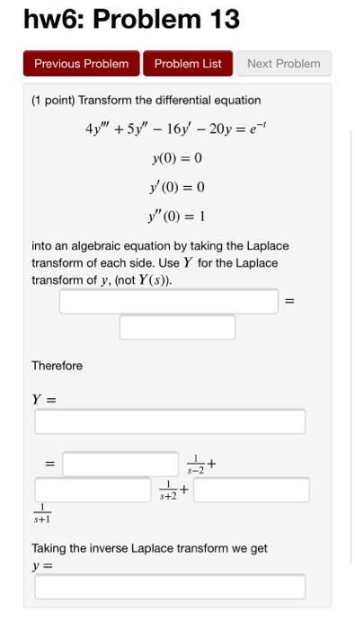 Solved hw6: Problem 13 Previous Problem Problem List Next | Chegg.com