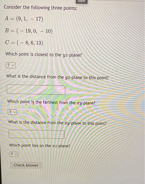 Solved Consider the following three points: | Chegg.com