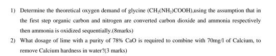 Solved 1) Determine the theoretical oxygen demand of glycine | Chegg.com