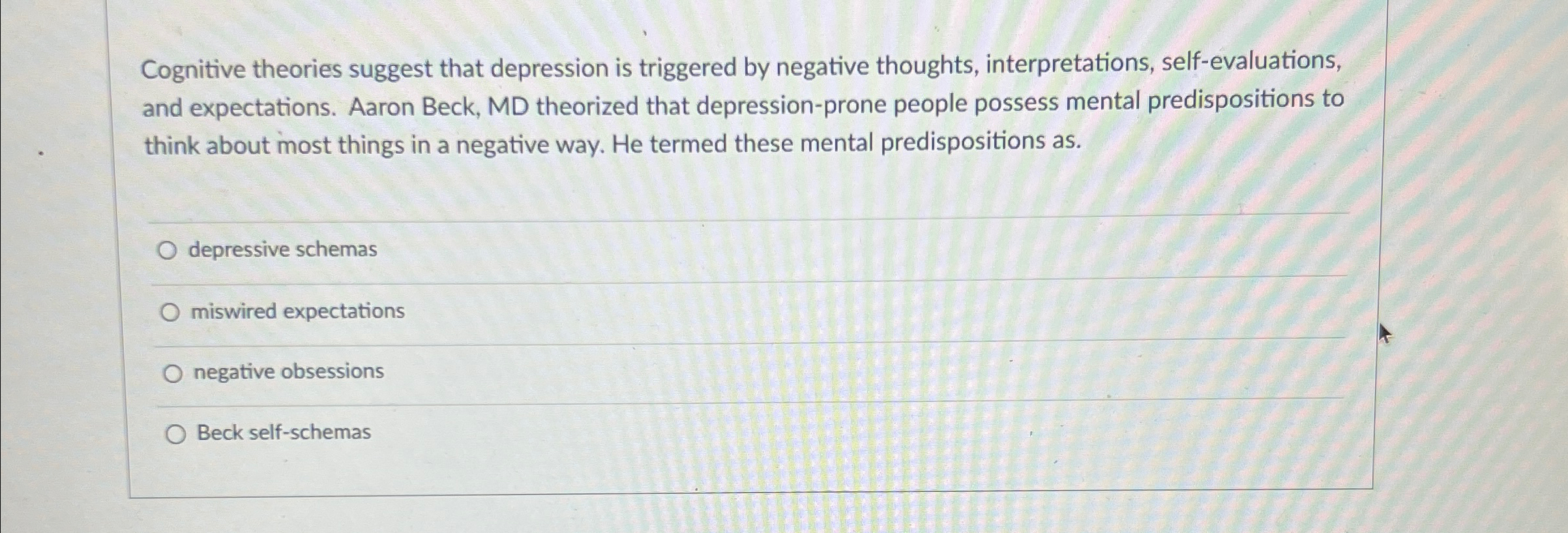 Solved Cognitive theories suggest that depression is | Chegg.com
