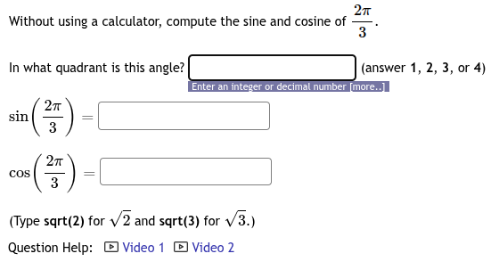 Solved Without using a calculator, compute the sine ﻿and | Chegg.com