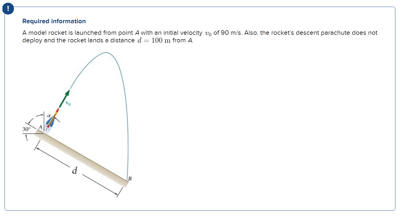 Solved A model rocket is ﻿launched from point A with an | Chegg.com
