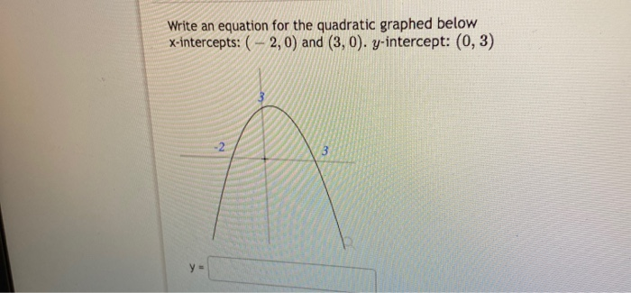 Solved Write an equation for the quadratic graphed below | Chegg.com