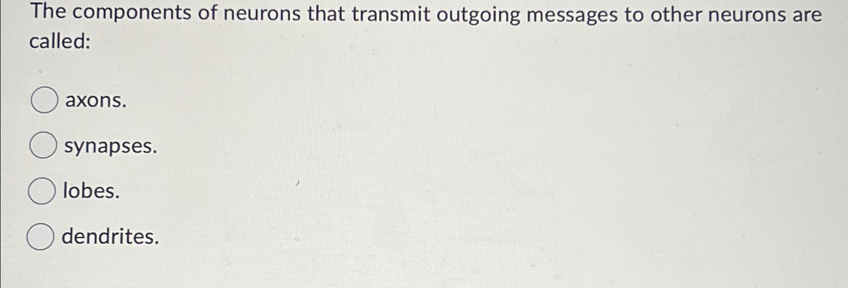 Solved The components of neurons that transmit outgoing | Chegg.com