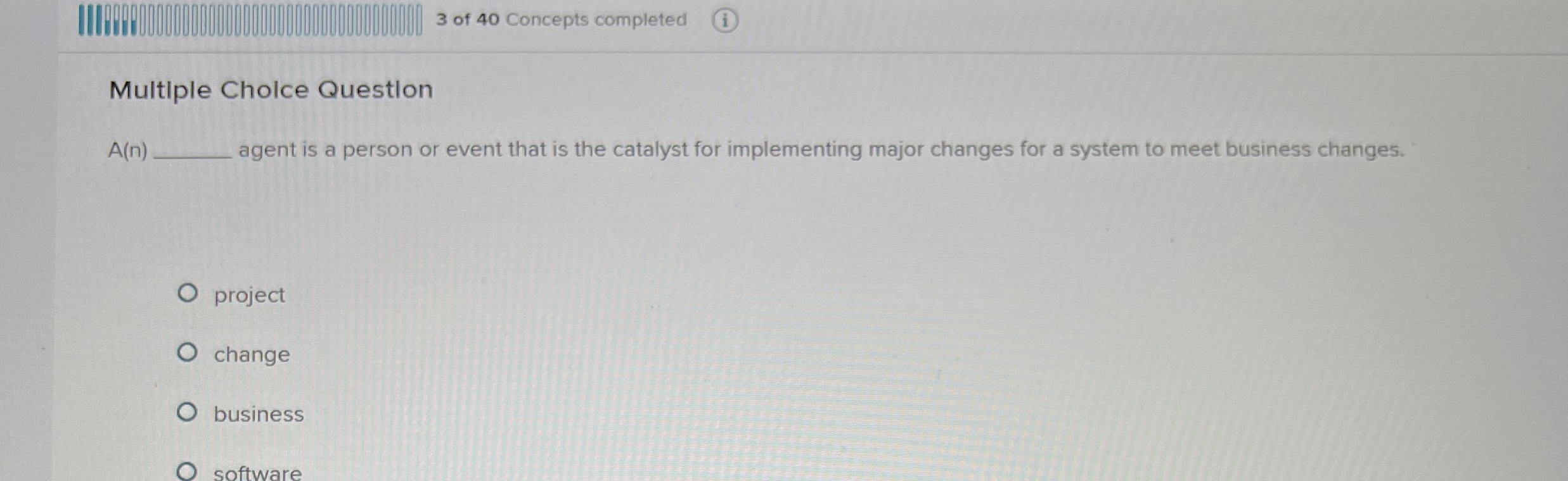 Solved 3 ﻿of 40 ﻿Concepts completedMultiple Cholce | Chegg.com