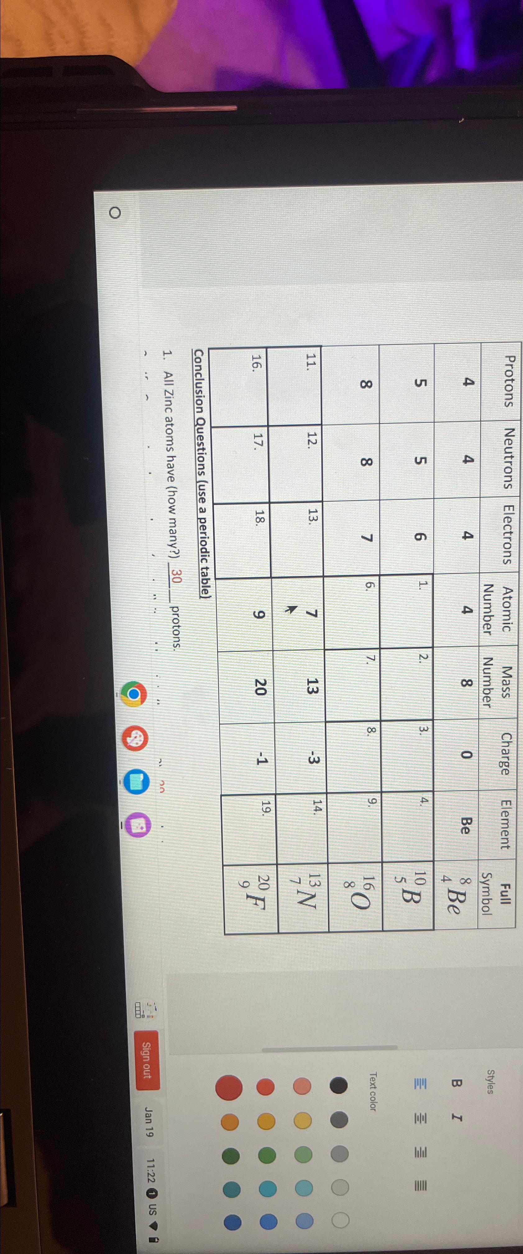 Solved \table[[Protons,Neutrons,Electrons,\table[[Atomic],[N | Chegg.com