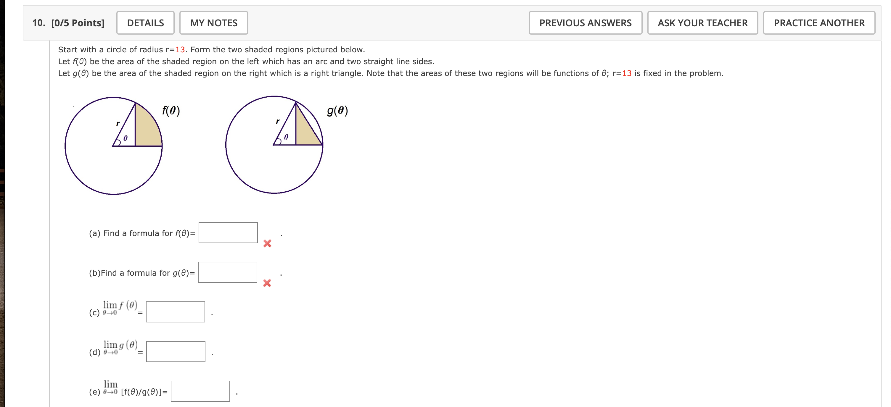 Solved Start with a circle of ﻿radius r=13. ﻿Form the two | Chegg.com