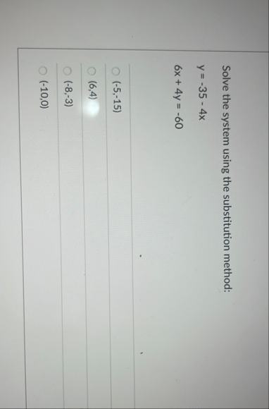 Solved Solve the system using the substitution | Chegg.com