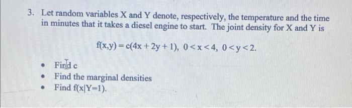 Solved 3. Let random variables X and Y denote, respectively, | Chegg.com