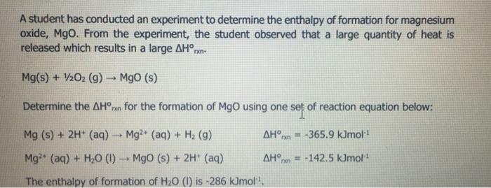 Solved A student has conducted an experiment to determine | Chegg.com