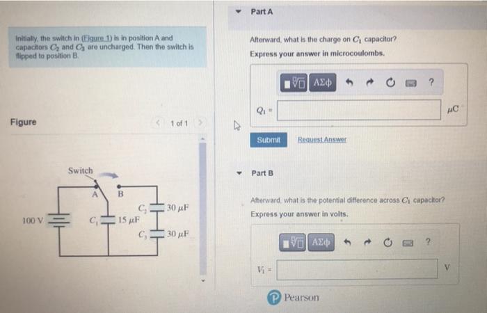 Solved Initially, the switch in (Eigure 1) is in position A | Chegg.com