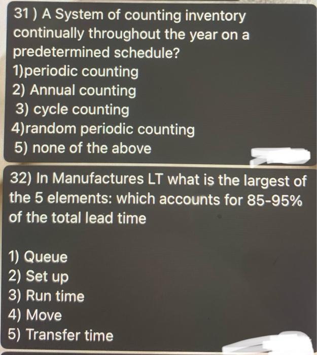 Solved 31 ) A System of counting inventory continually | Chegg.com