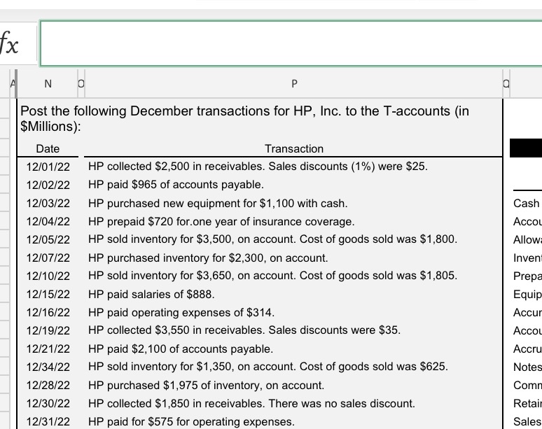 Solved Post the following December transactions for HP, | Chegg.com