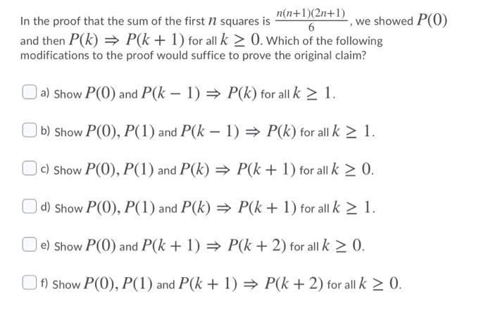 Solved In the proof that the sum of the first n squares is | Chegg.com
