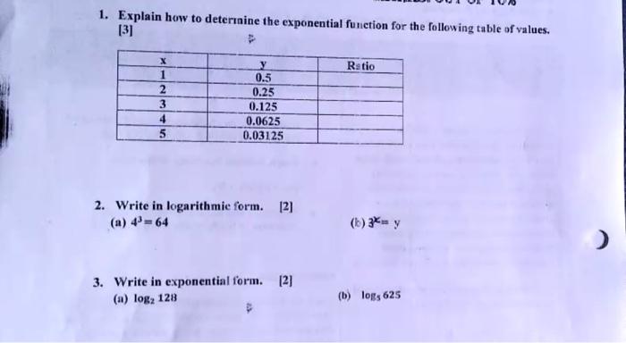 Solved 1. Explain how to determine the exponential function | Chegg.com
