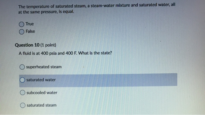 Solved The temperature of saturated steam, a steam-water | Chegg.com