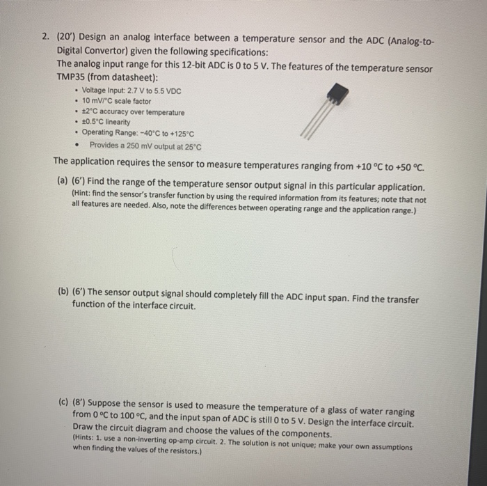 2. (20) Design an analog interface between a | Chegg.com