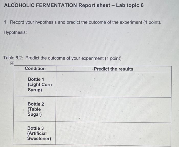Solved Exercise 6.1 Alcoholic Fermentation In this | Chegg.com
