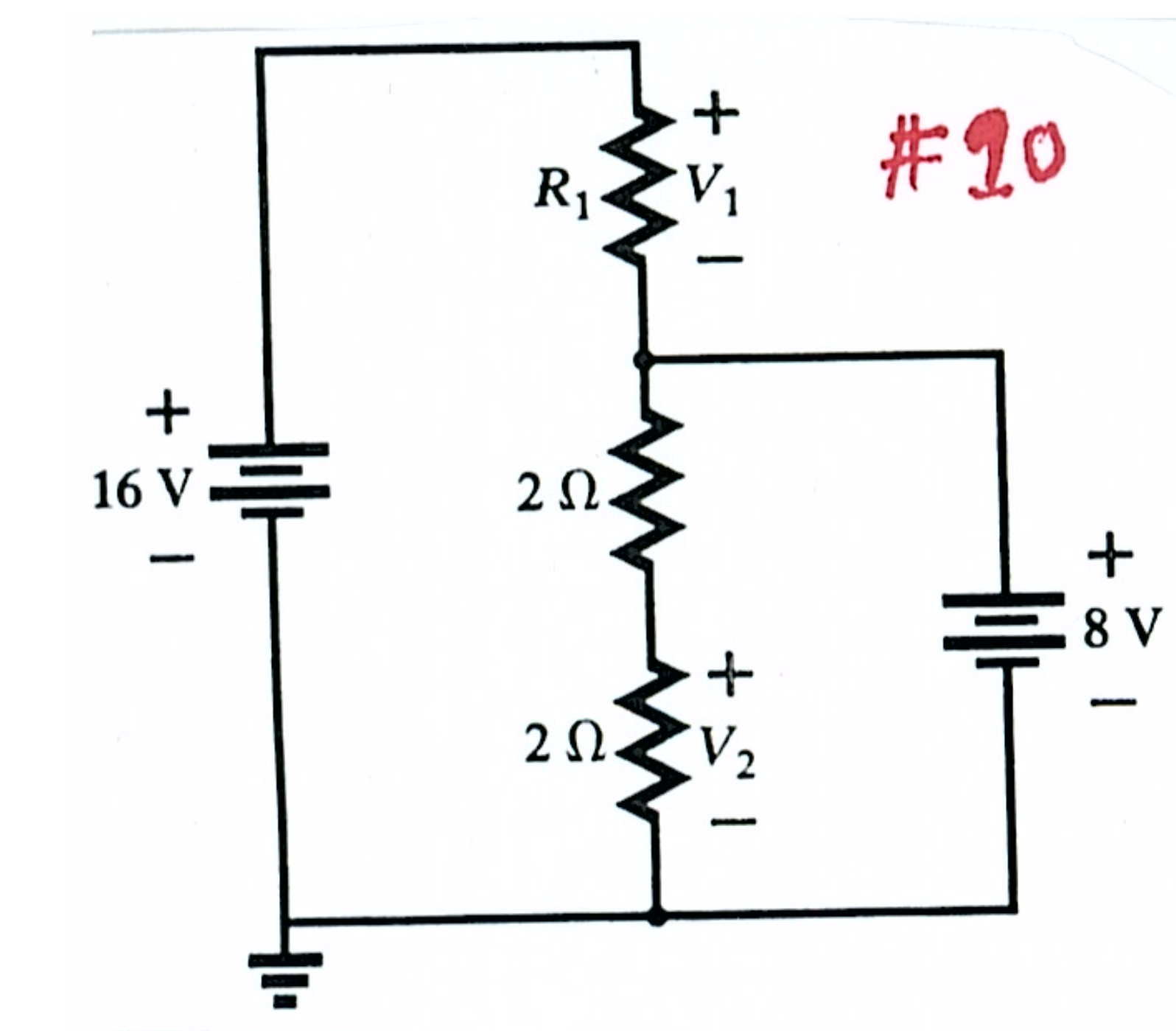 Solved For the circuit shown, the unknown voltage V1 is | Chegg.com