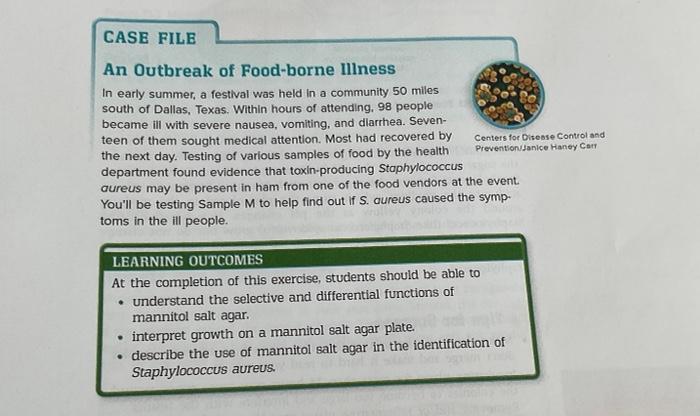 Solved An Outbreak of Food-borne Illness In early summer, a | Chegg.com