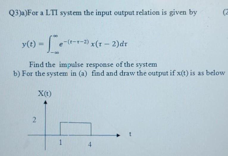 Solved Q3afor A Lti System The Input Output Relation Is