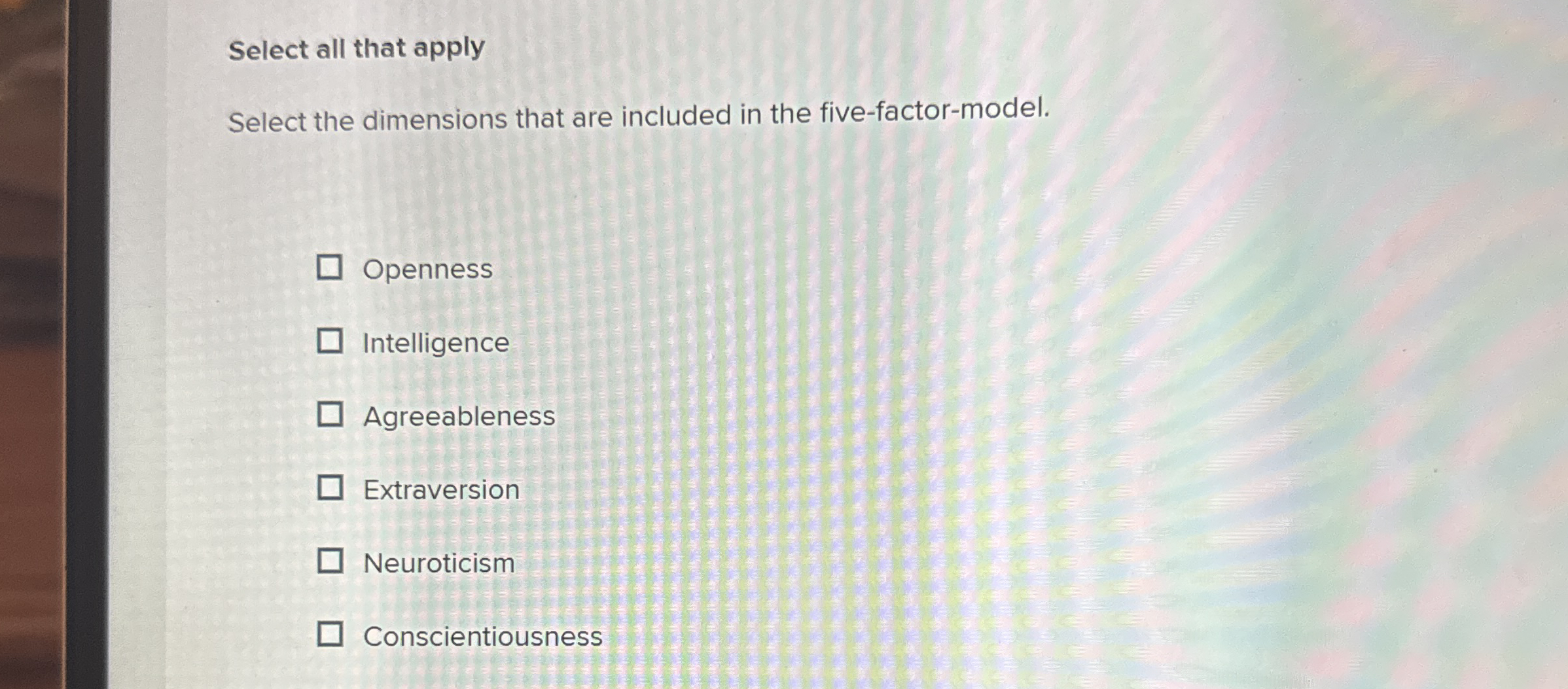 Solved Select all that applySelect the dimensions that are | Chegg.com