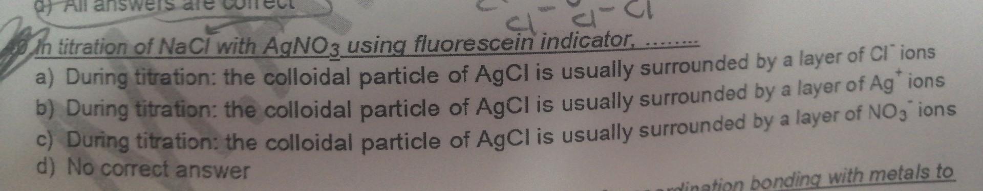 Solved Rulans in titration of NaCl with AgNO3 using | Chegg.com
